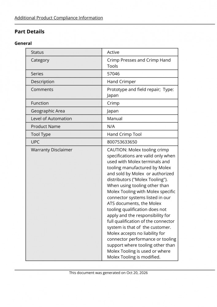 MOLEX tooling document preview, page image 2