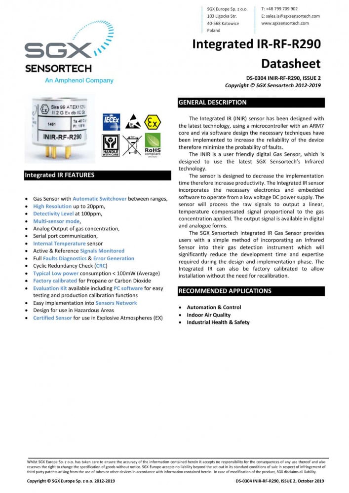 INIR-RF-R290 datasheet page 1