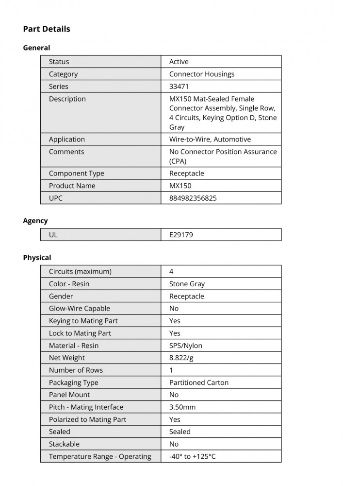 Product document page 2 for MOLEX 334710463