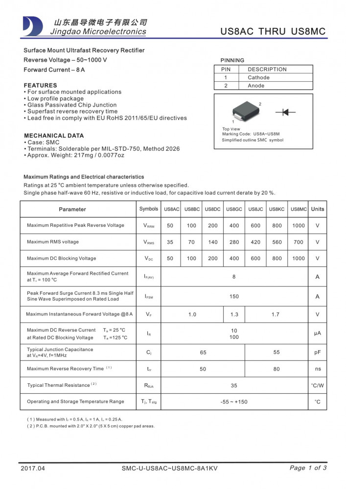 US8MC datasheet page 1