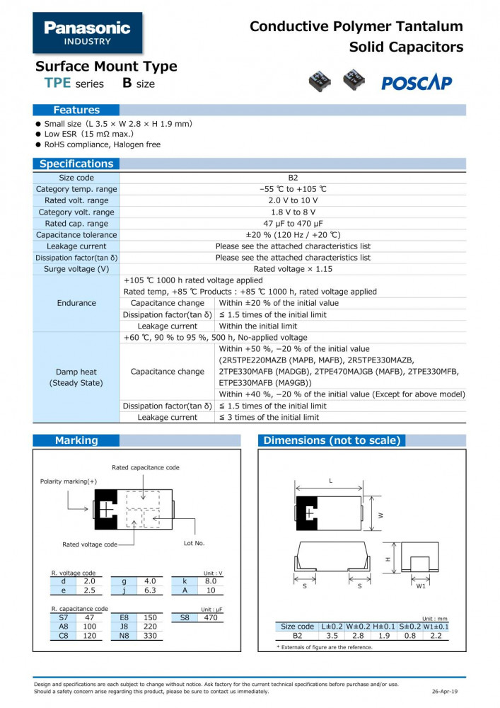 PANASONIC POSCAP document page 1