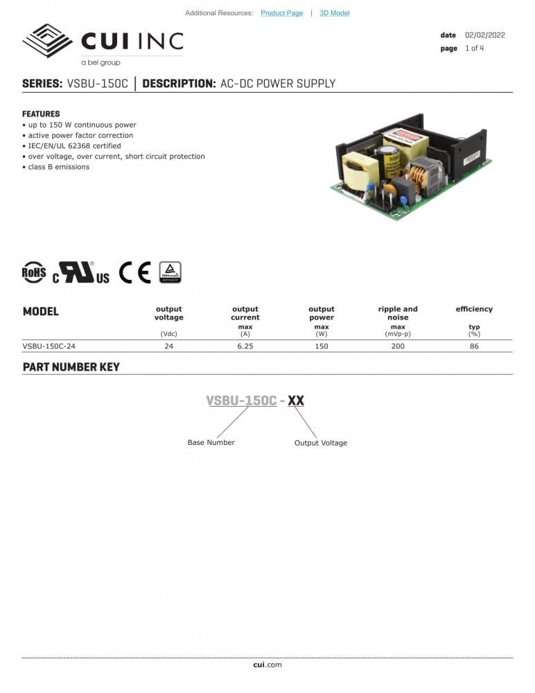 VSBU-150C-24 datasheet page 1