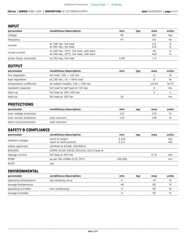 VSBU-150C-24 datasheet page 2