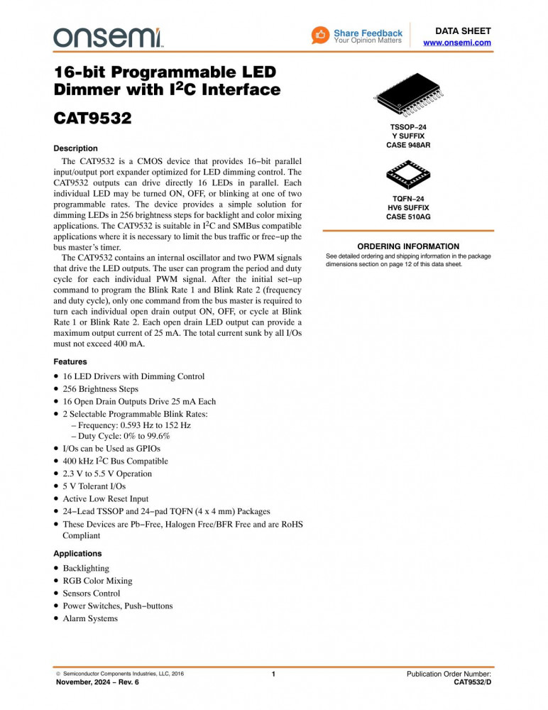 CAT9532 datasheet page 1