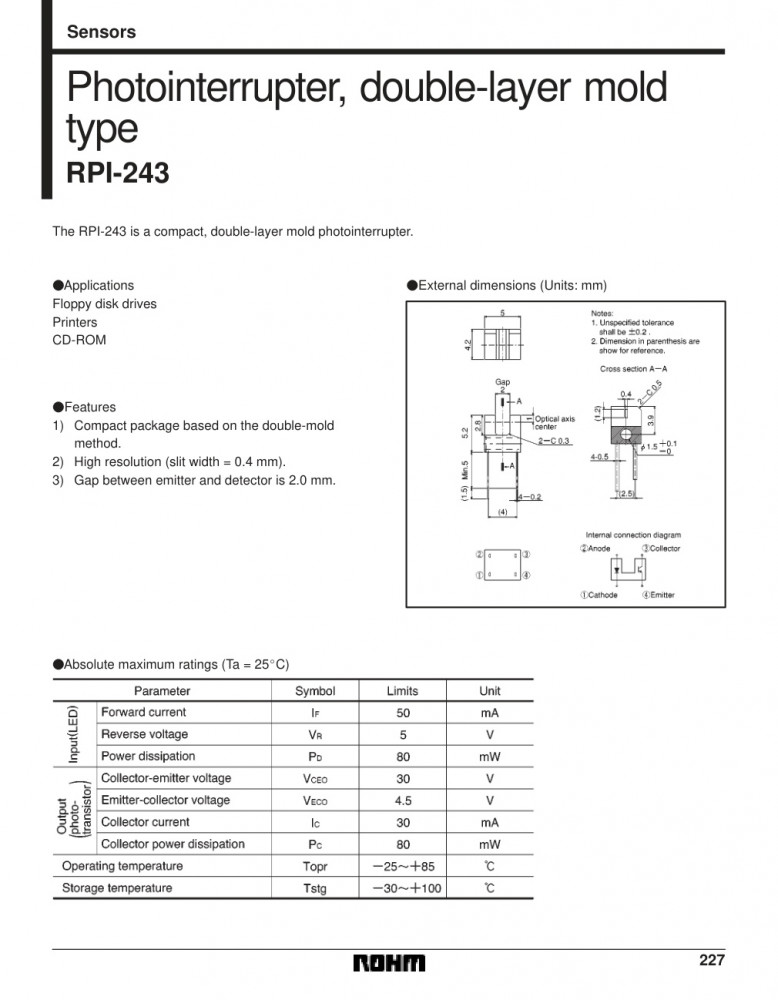 ROHM RPI-243C1 datasheet page 1