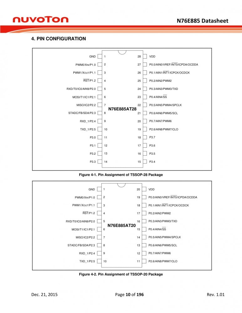 N76E885 datasheet page 10