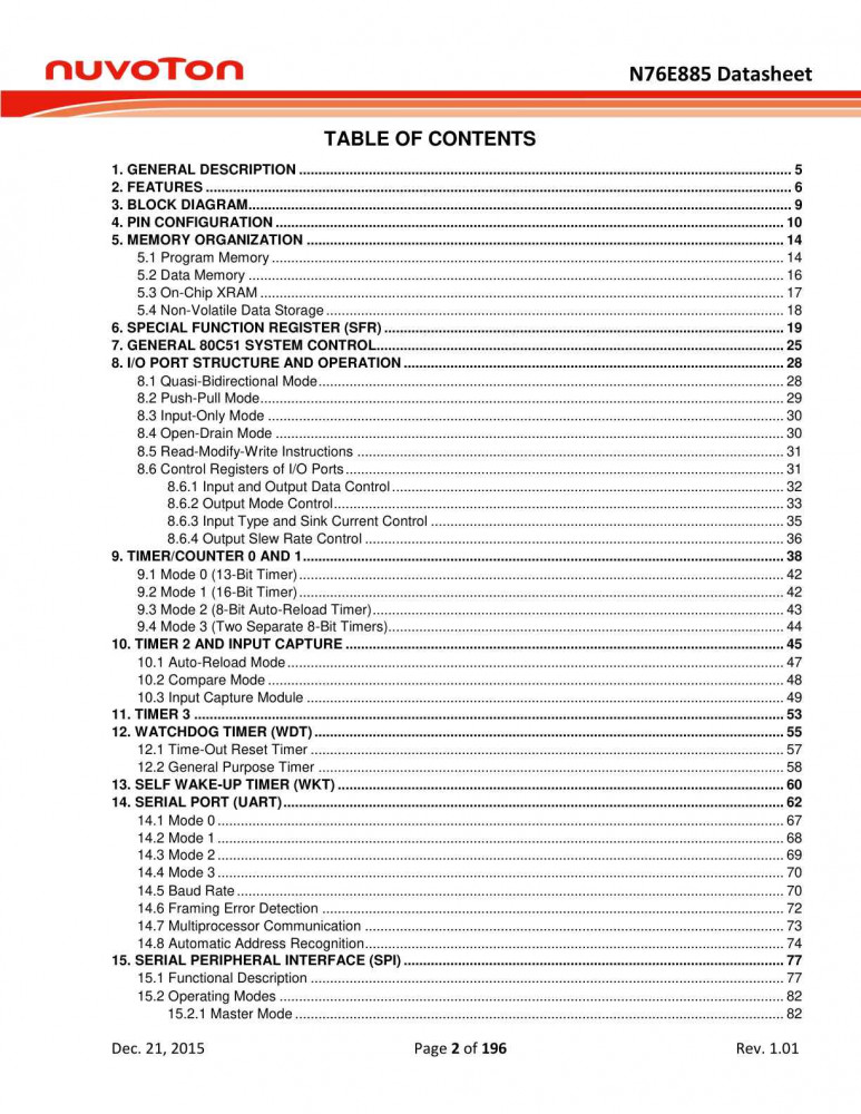 N76E885 datasheet page 2