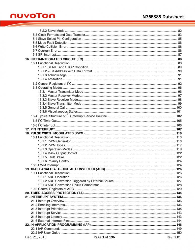 N76E885 datasheet page 3