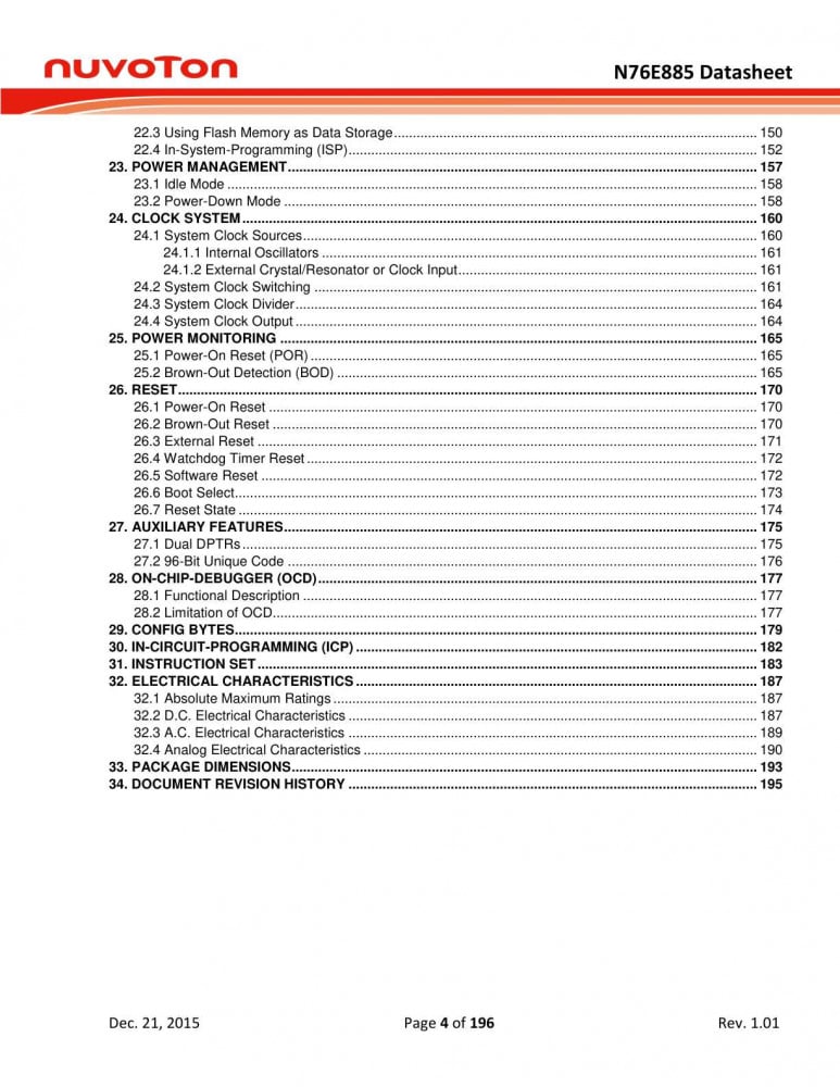 N76E885 datasheet page 4