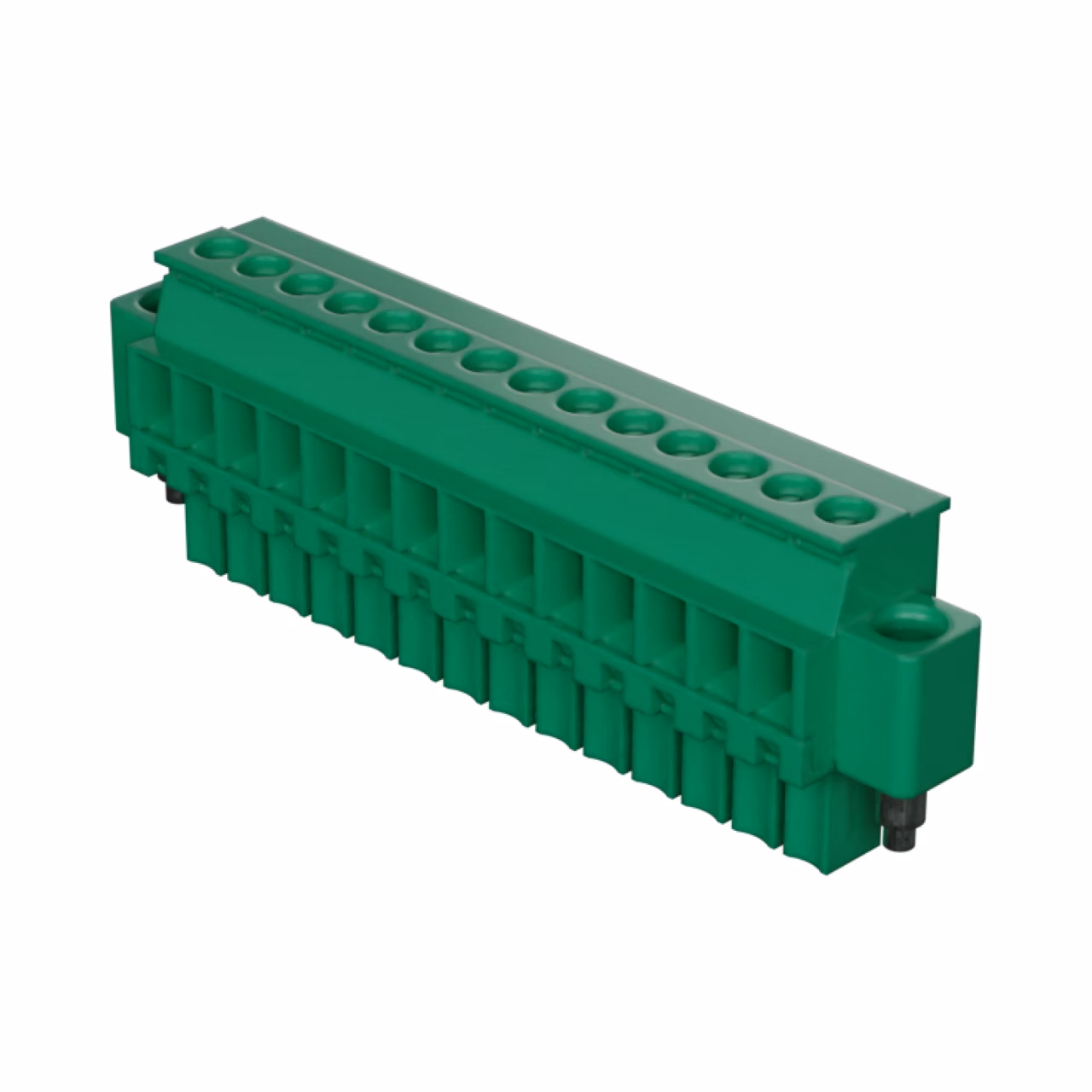 3.50mm Pitch Eurostyle Vertical Plug, with Retention Screws, Rear Wire Entry, Green Housing, 14 Circuits for sale