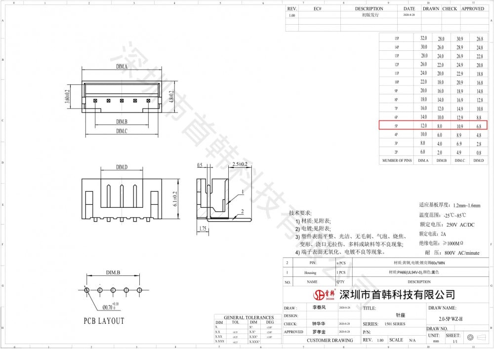 2.0-5P WZ-H technical drawing page 1