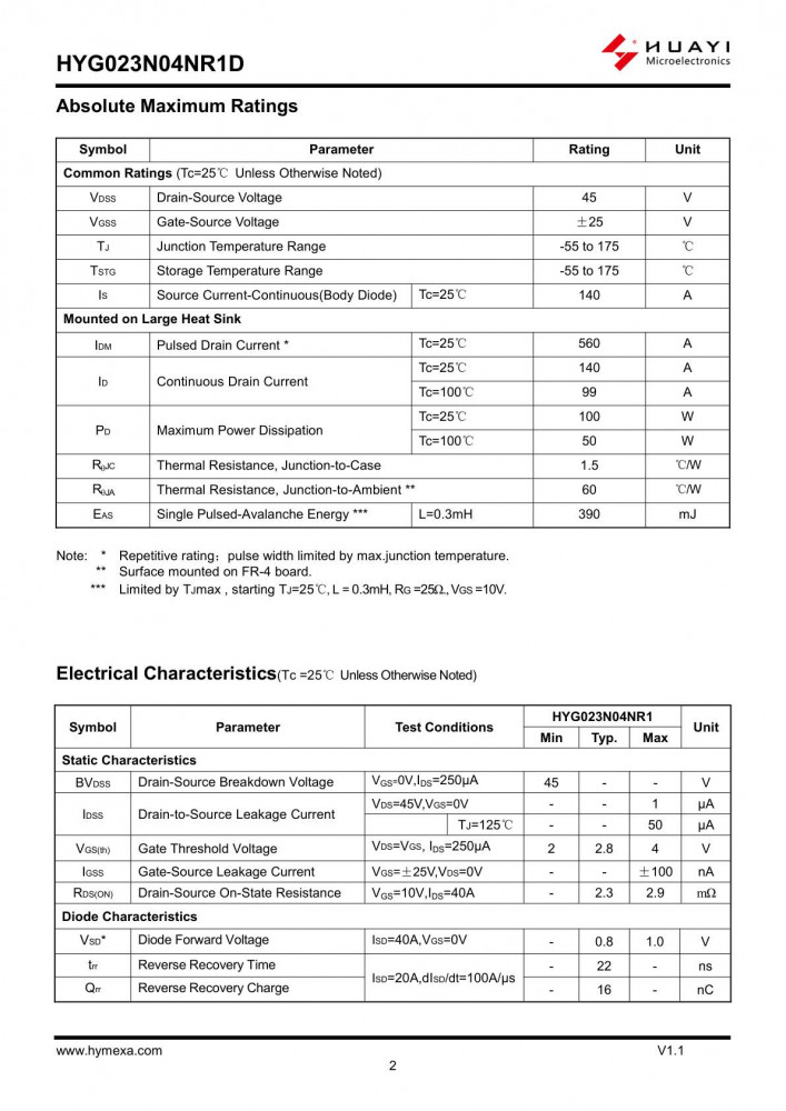 HYG023N04NR1D datasheet page 2