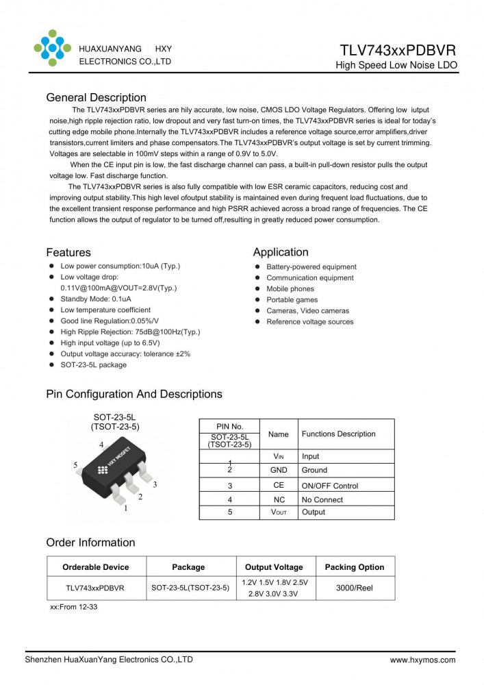 TLV74318PDBVR-HXY datasheet page 1