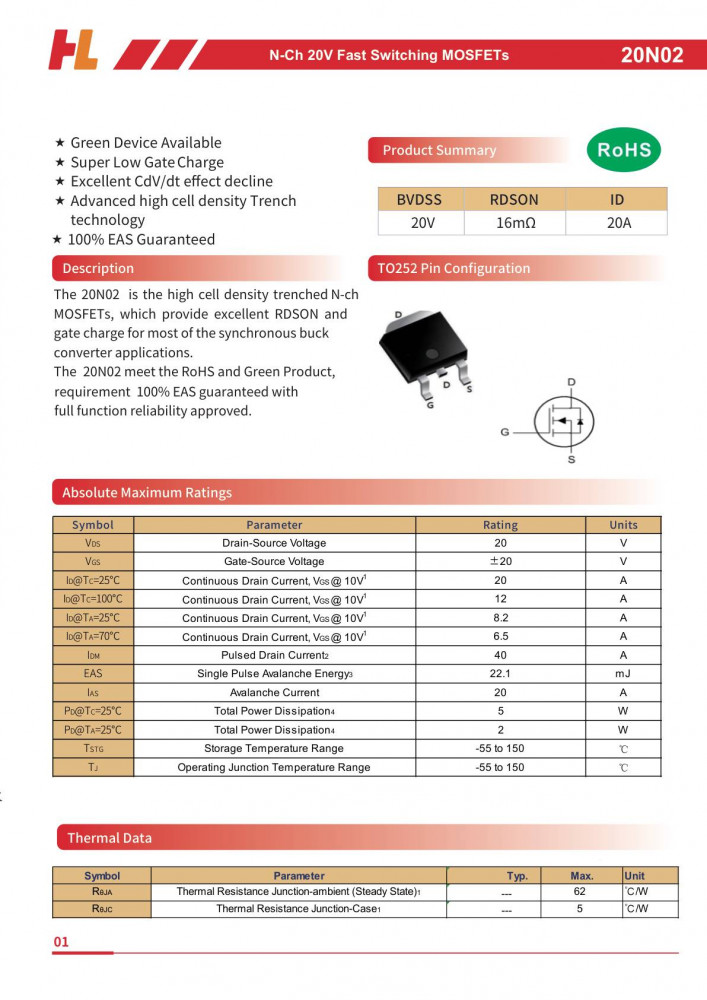 HL 20N02 datasheet page 1