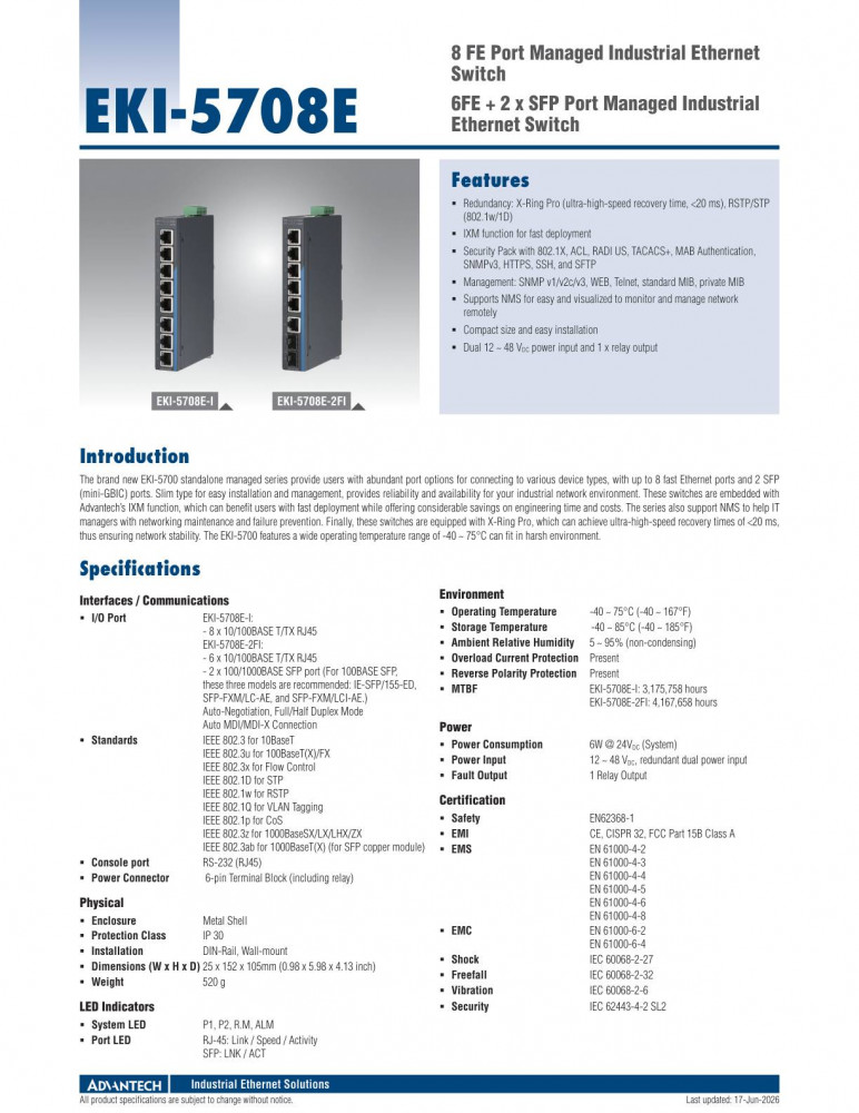 EKI-5708E series product documentation page 1