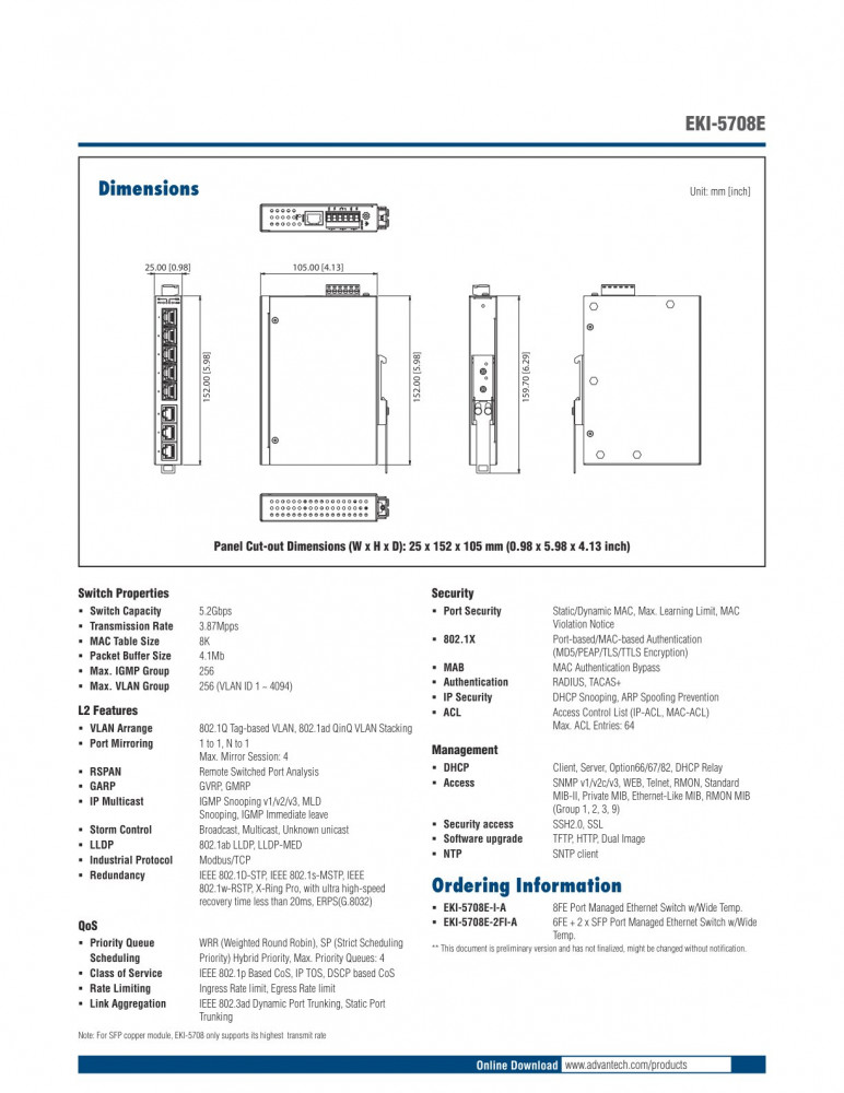 EKI-5708E series product documentation page 2
