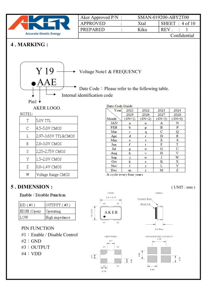 SMA-019200-ABY2T0 pin function and dimensions