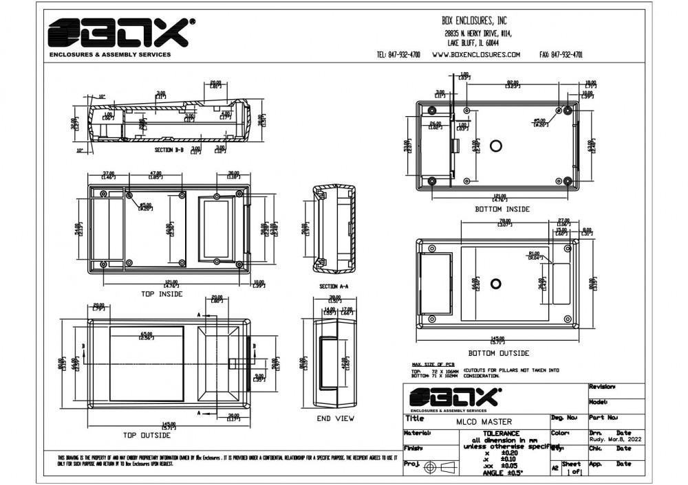 MLCD-019 enclosure technical drawing preview
