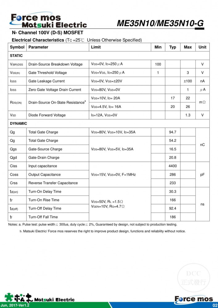 ME35N10-G datasheet page 2