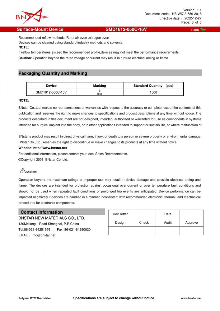 BNstar SMD1812-050C-16V datasheet page 3