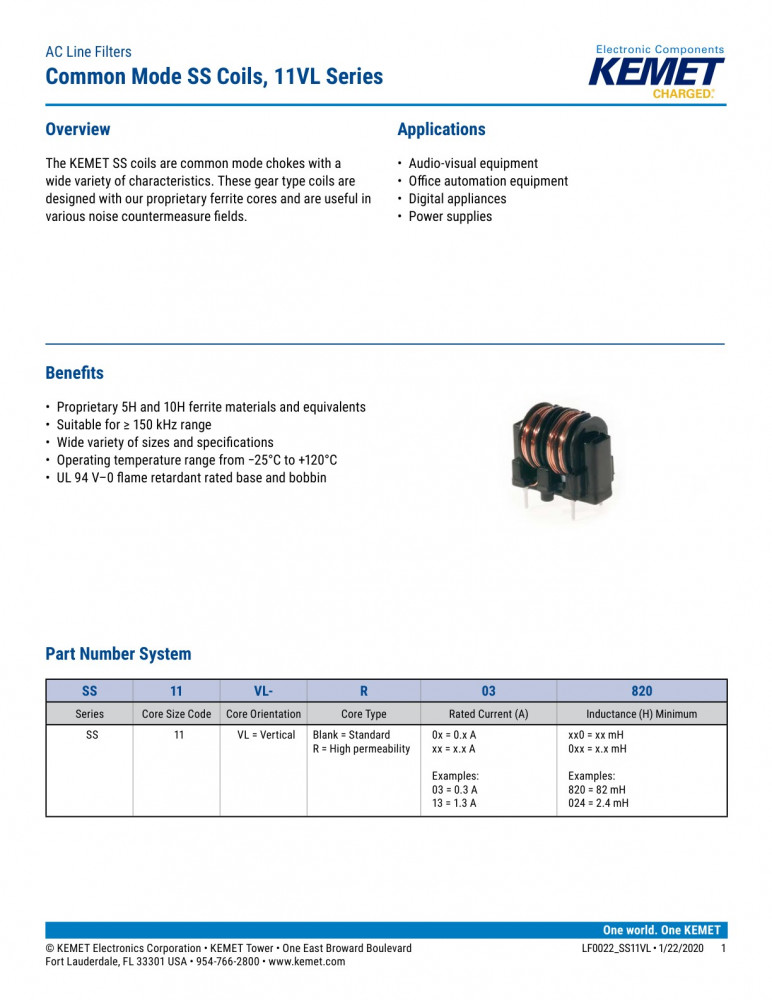KEMET SS11VL document page 1