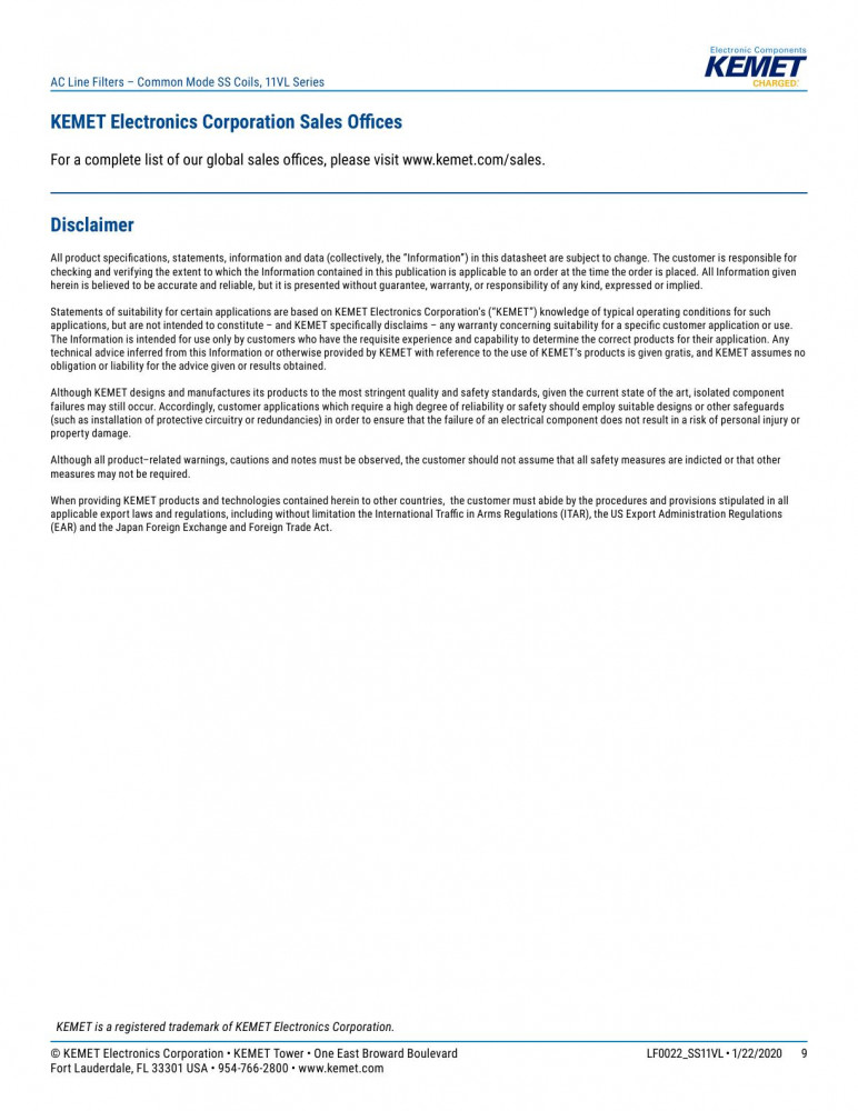 KEMET SS11VL document page 9
