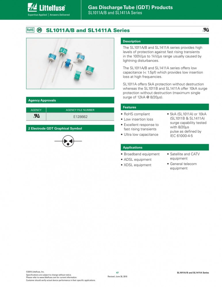 SL1011B250C datasheet page 1