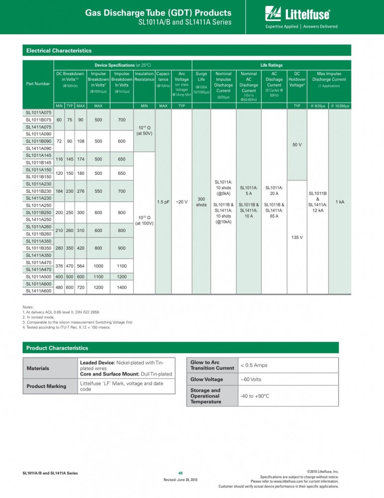 SL1011B250C datasheet page 2