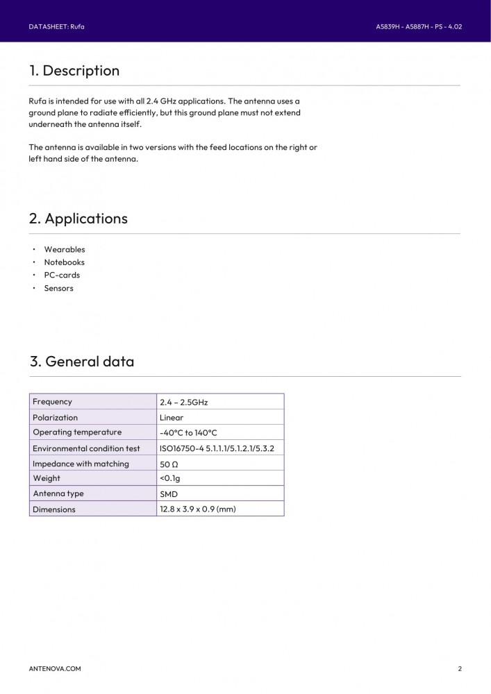 Rufa datasheet page 2