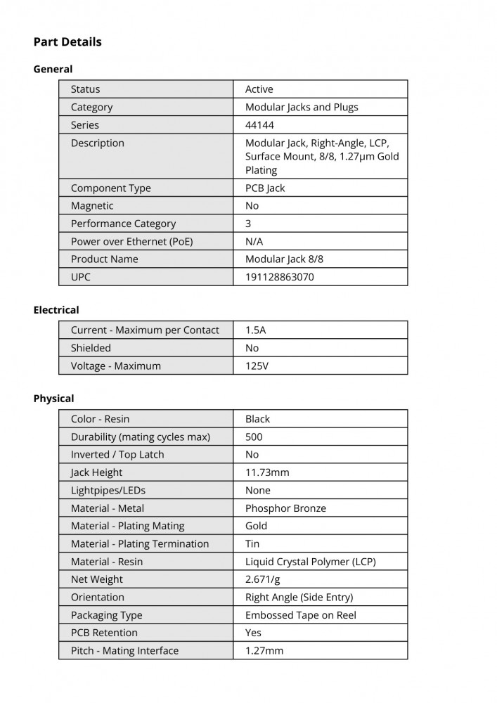 Technical document page 2 for MOLEX 441440103