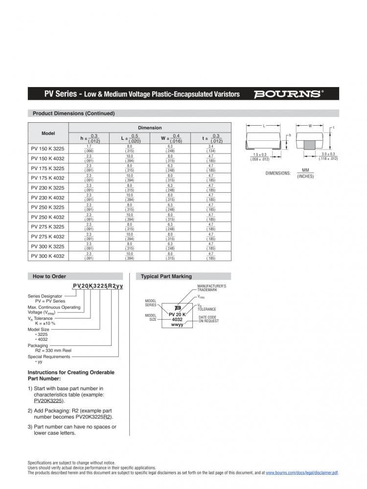 BOURNS PV Series datasheet page 4
