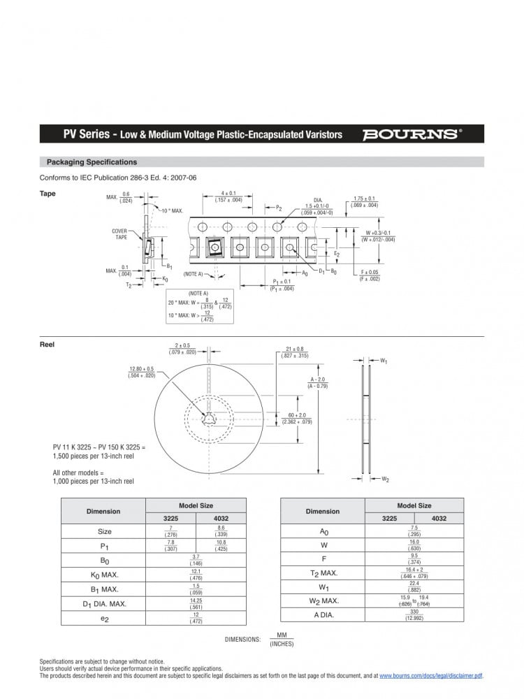 BOURNS PV Series datasheet page 8