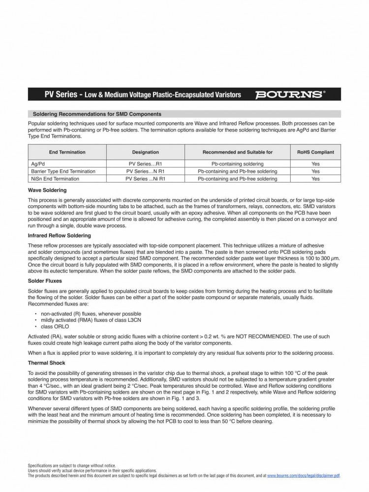 BOURNS PV Series datasheet page 9