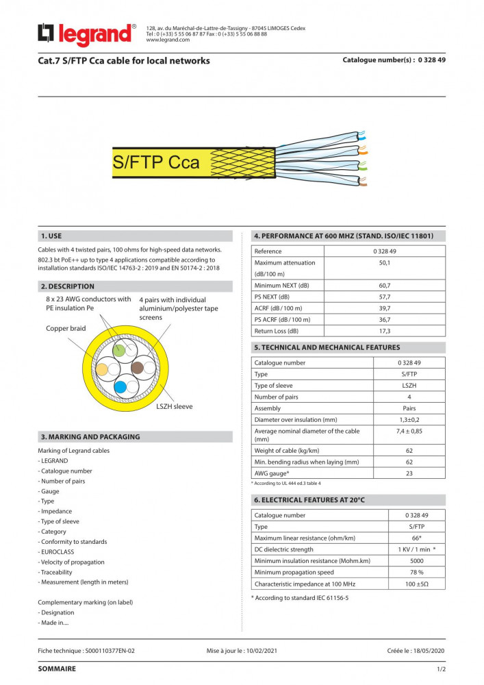 Legrand 032849 technical document, page 1
