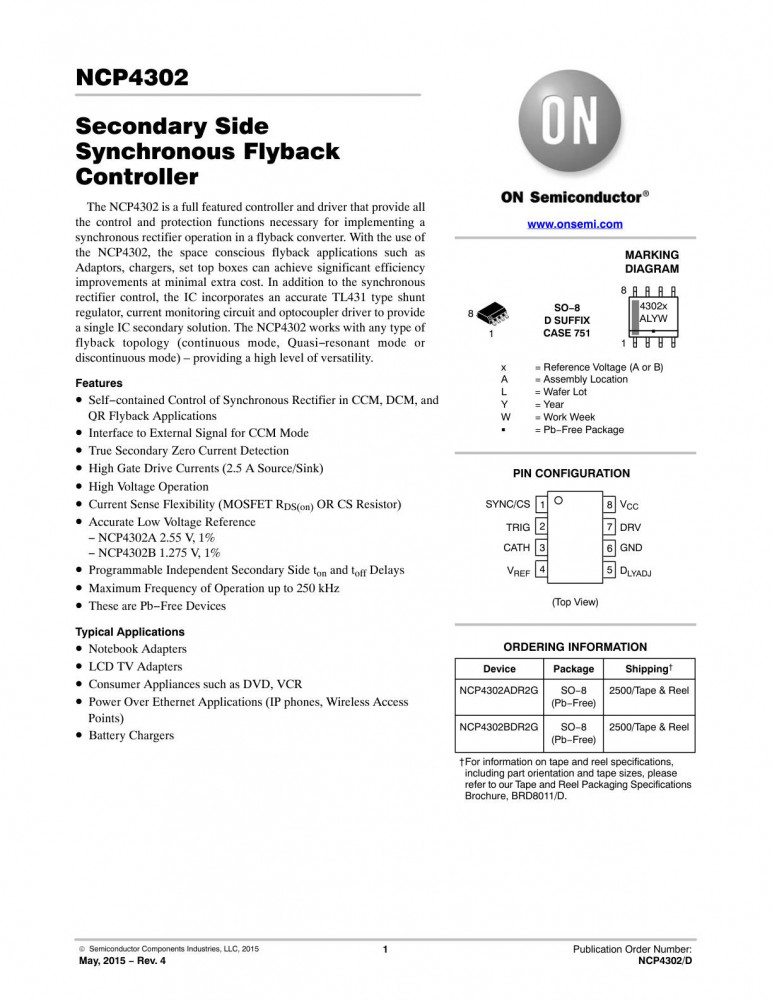 NCP4302 datasheet page 1