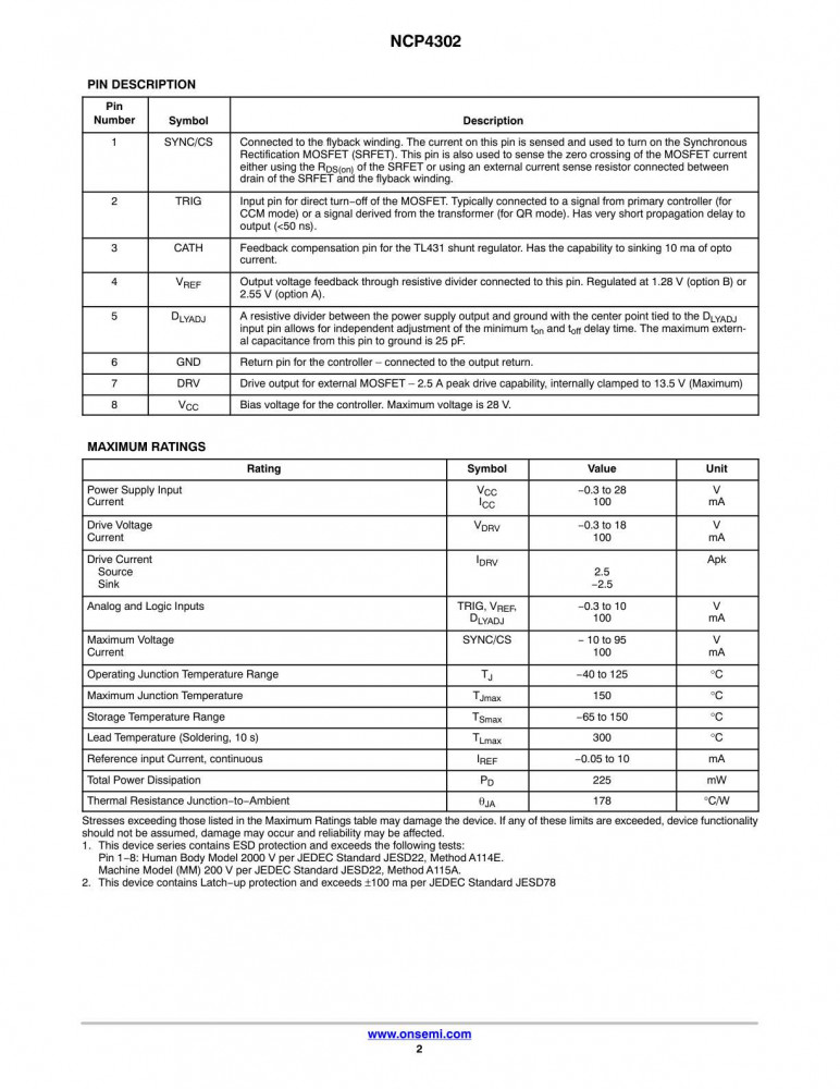 NCP4302 datasheet page 2