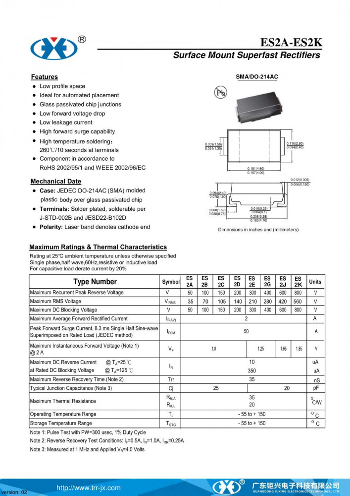 JUXING ES2K datasheet page 1