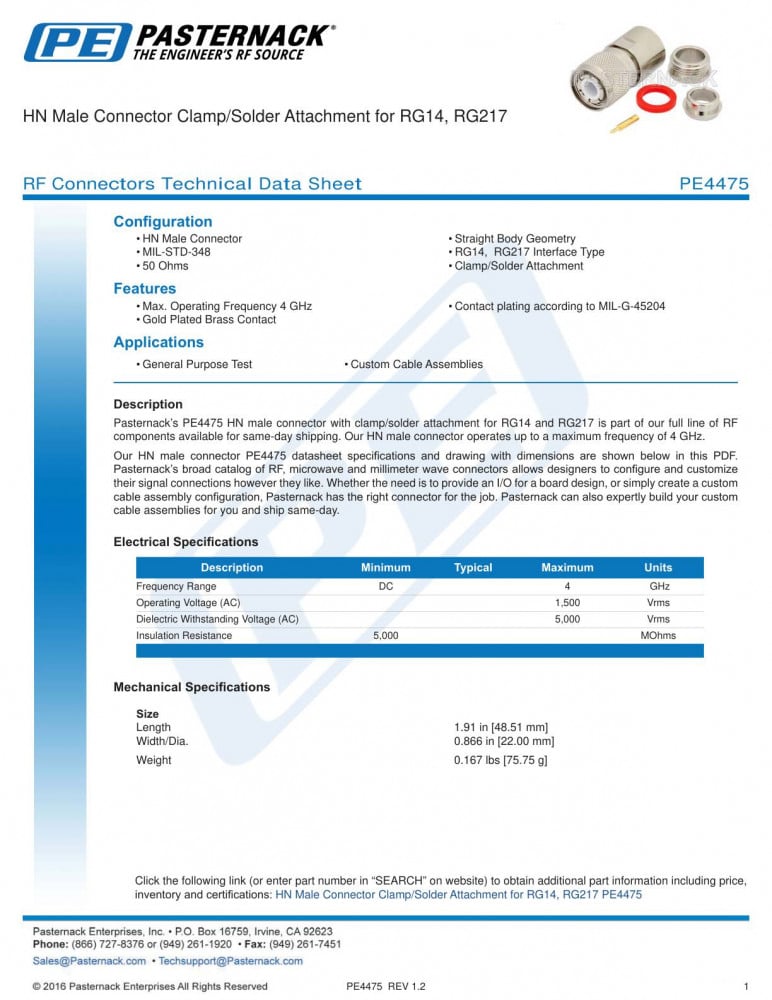 PE4475 technical document page 1