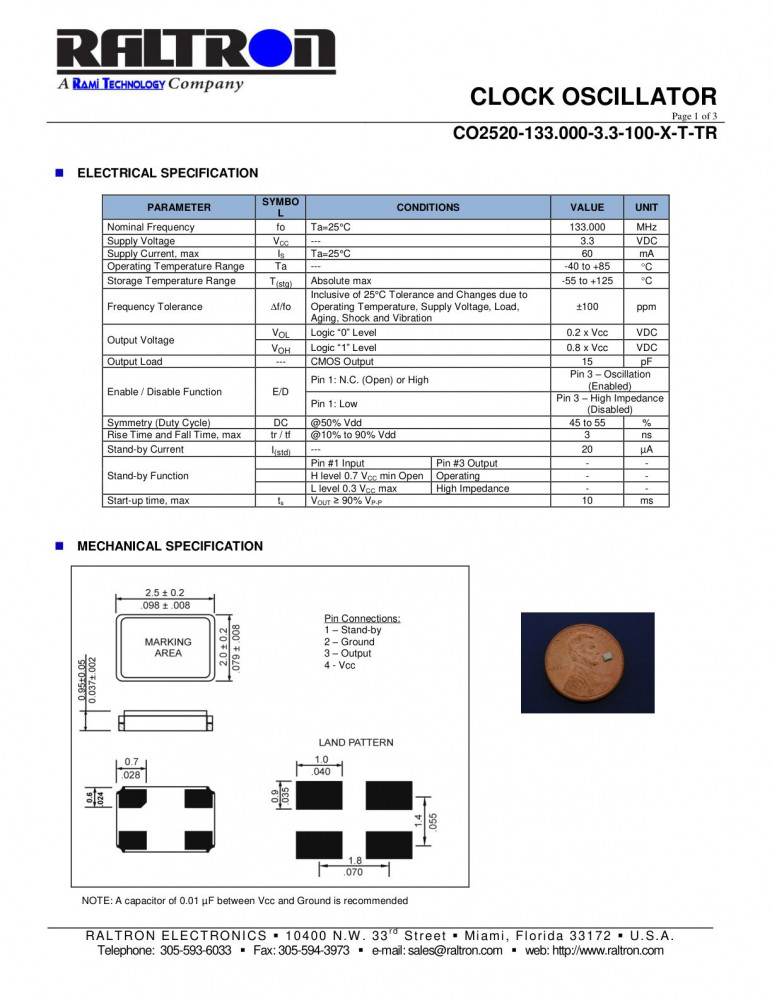 CO2520 product documentation page 1