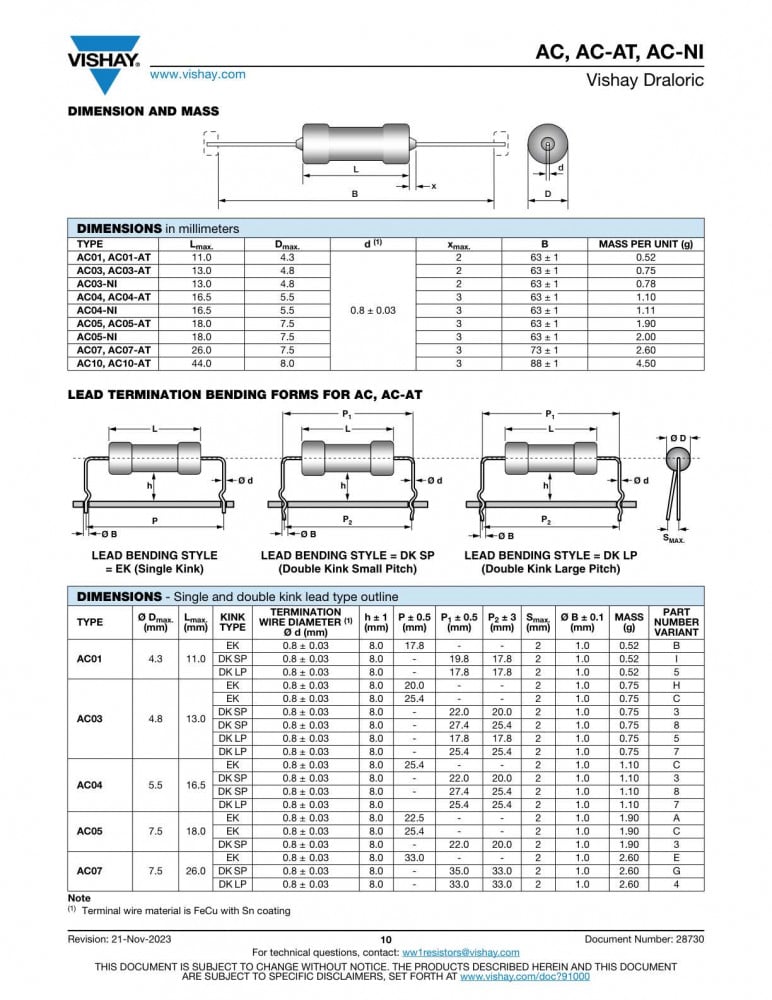 VISHAY AC series datasheet page 10