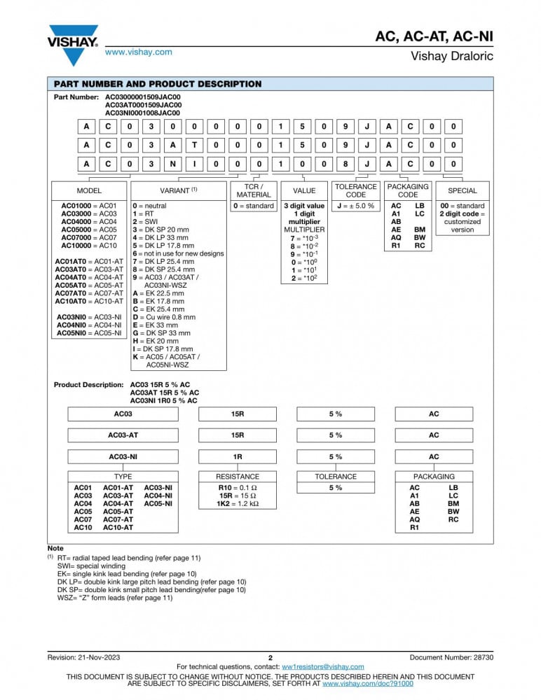 VISHAY AC series datasheet page 2