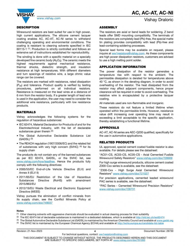 VISHAY AC series datasheet page 4