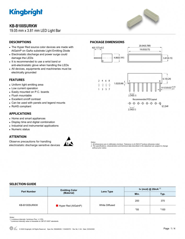 KB-B100SURKW datasheet page 1