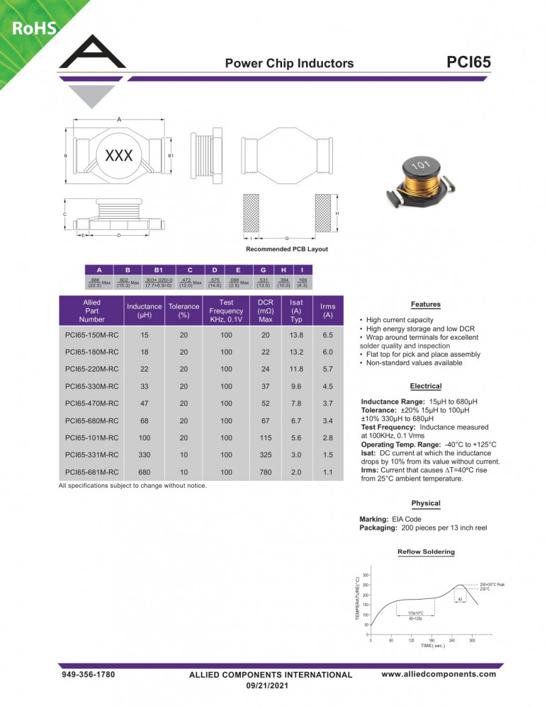 PCI65 series technical document page