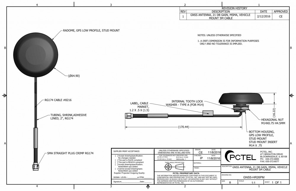 GNSS-HR26PM product drawing preview