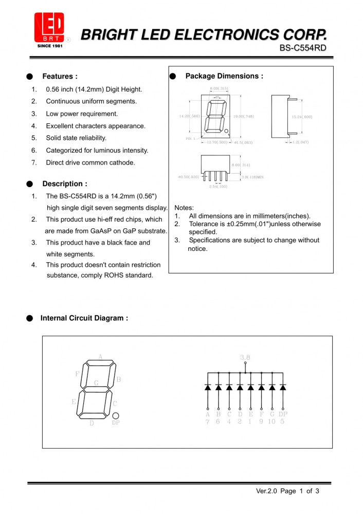 BS-C554RD technical documentation page 1