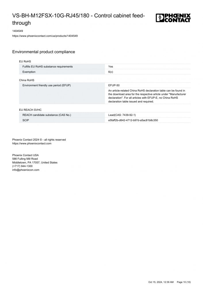 Phoenix Contact 1404549 product documentation page 10