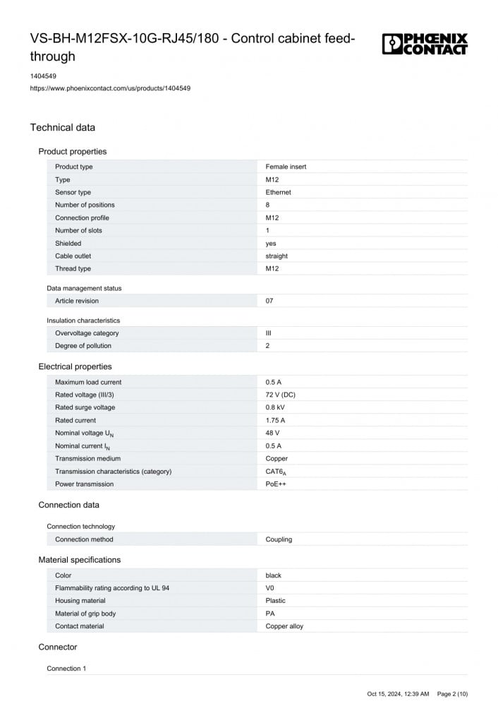 Phoenix Contact 1404549 product documentation page 2
