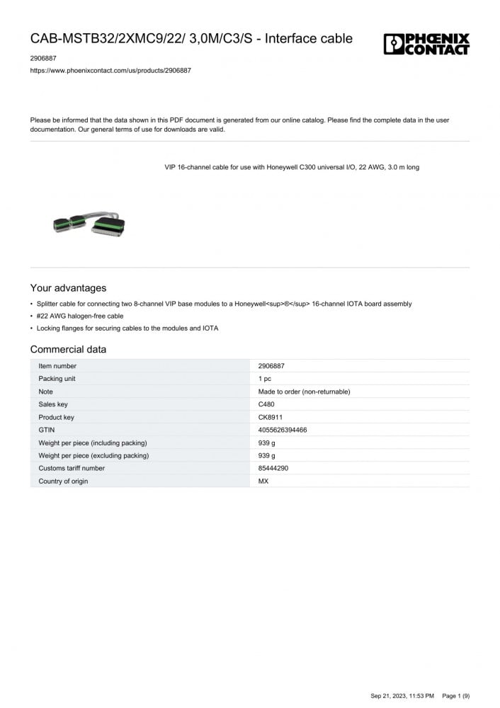 Phoenix Contact 2906887 document page 1