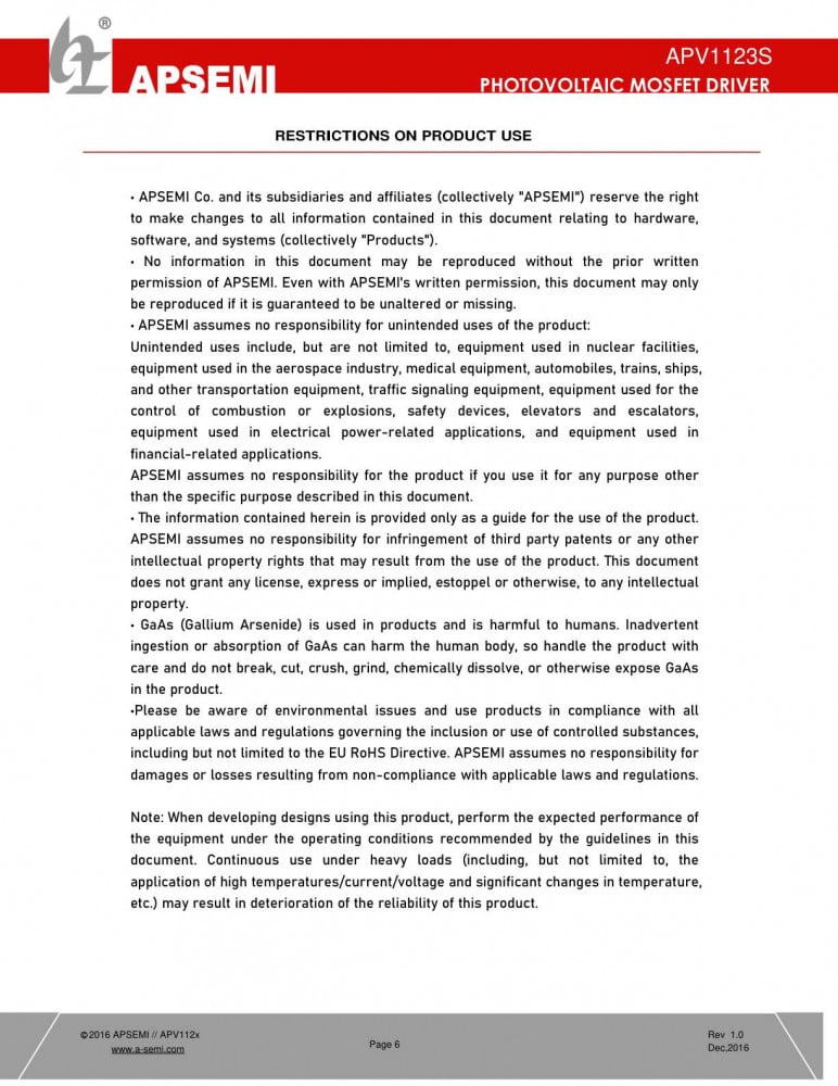 APV1123S datasheet page 6